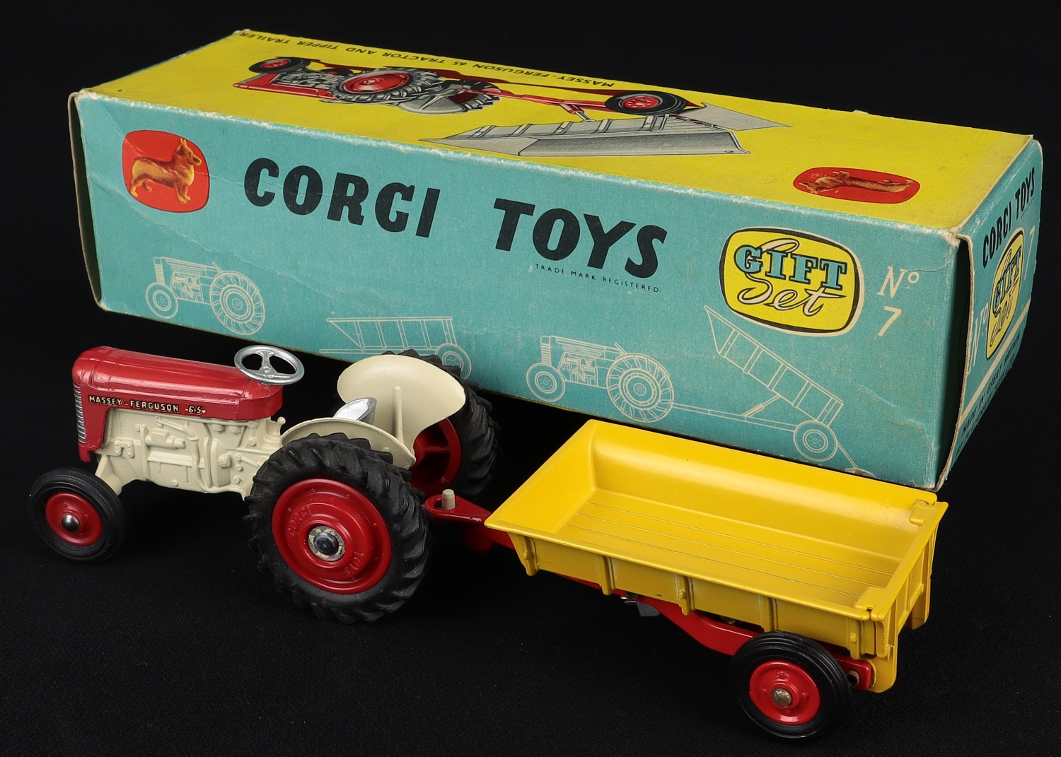 Corgi Gift Set 7 Massey-Ferguson 65 Tractor & Tipper Trailer - QDT